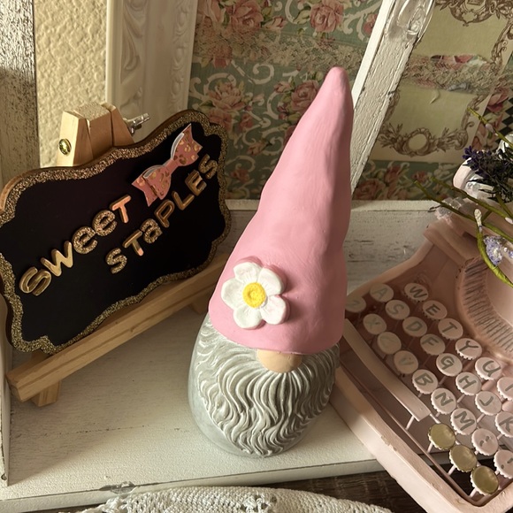 Source Unknown | Accents | Garden Gnome Gnome Figurine With Pink Hat ...